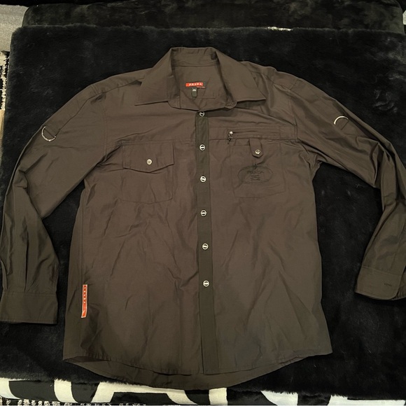 Prada | Shirts | Authentic Black Prada Button Up Mens Shirt Size Xxl ...